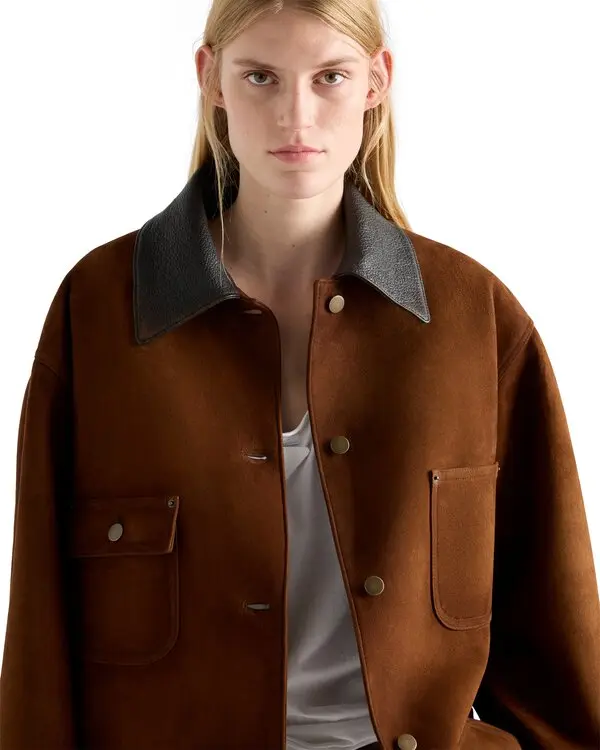 Prada Suede Caban Jacket - Brown