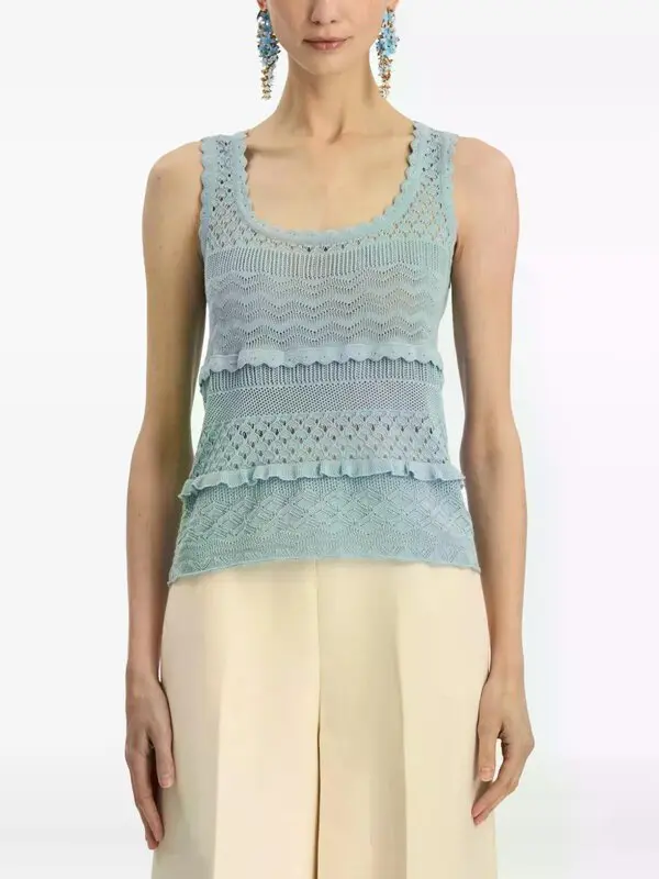 Oscar De La Renta Scallop Tank Top