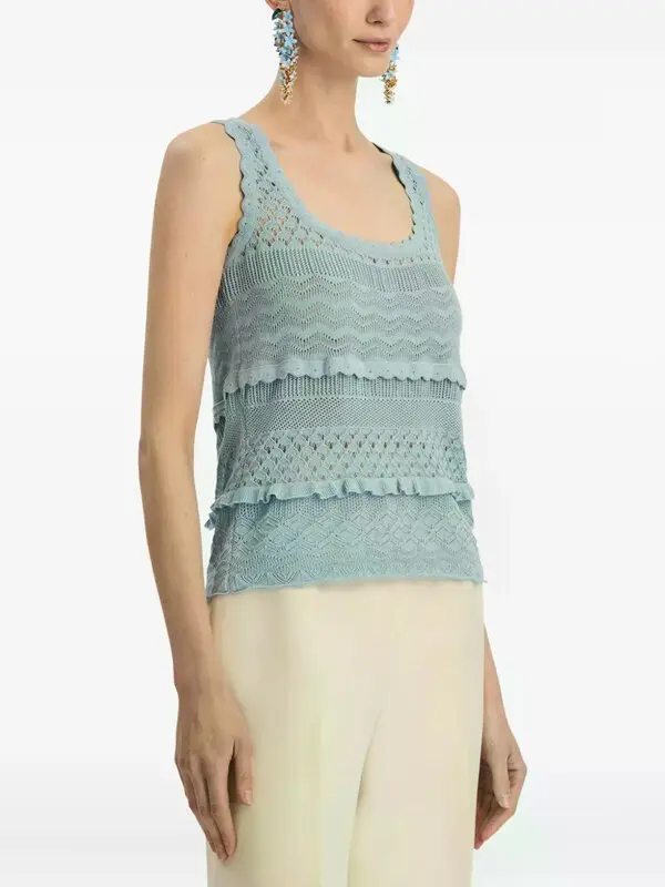 Oscar De La Renta Scallop Tank Top