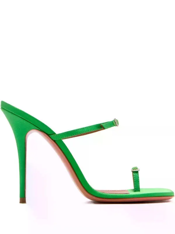 Amina Muaddi Crystal-buckle Satin Sandals