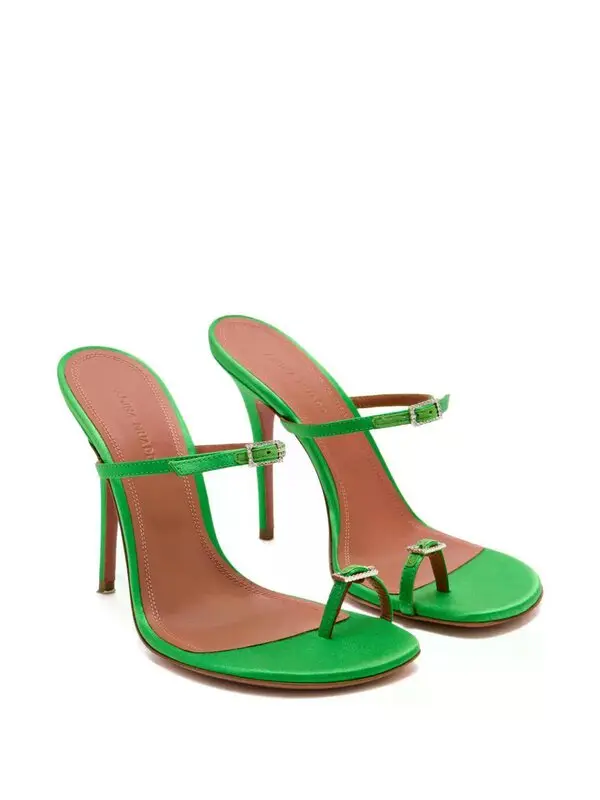 Amina Muaddi Crystal-buckle Satin Sandals