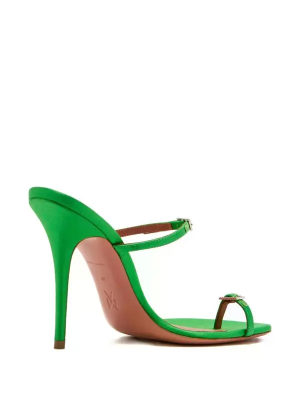 Amina Muaddi Crystal-buckle Satin Sandals