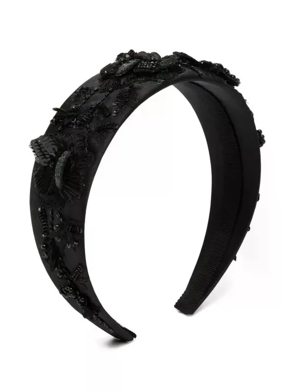 JENNIFER BEHR Floral Beaded Headband - Black