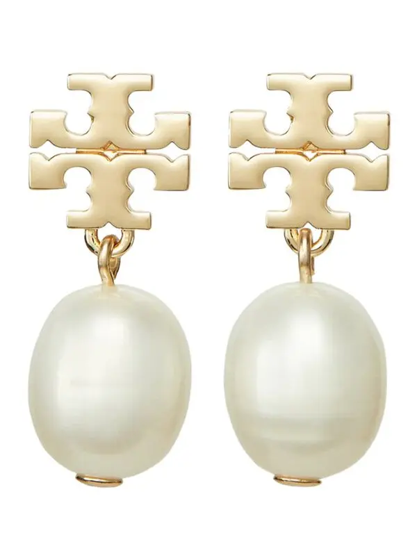 Tory Burch Kira Pearl Hoop Earrings - Grey