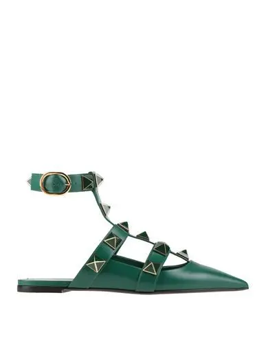 Valentino Garavani Ballet Flats In Leather With Studs - Green