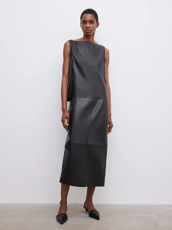 HOUSE OF DAGMAR Leather Sleeveless Top - Black