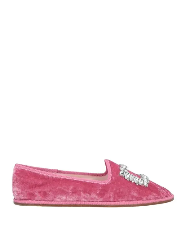ROGER VIVIER Embellished Textile Loafers - Pink