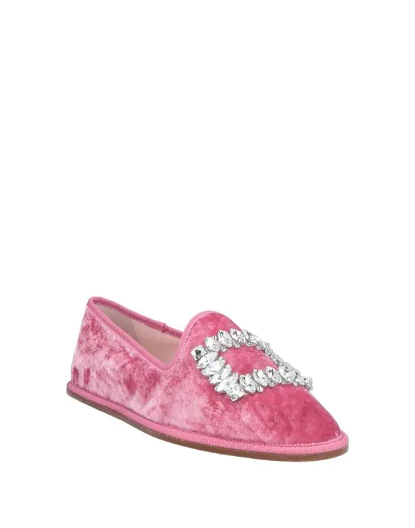 ROGER VIVIER Embellished Textile Loafers - Pink