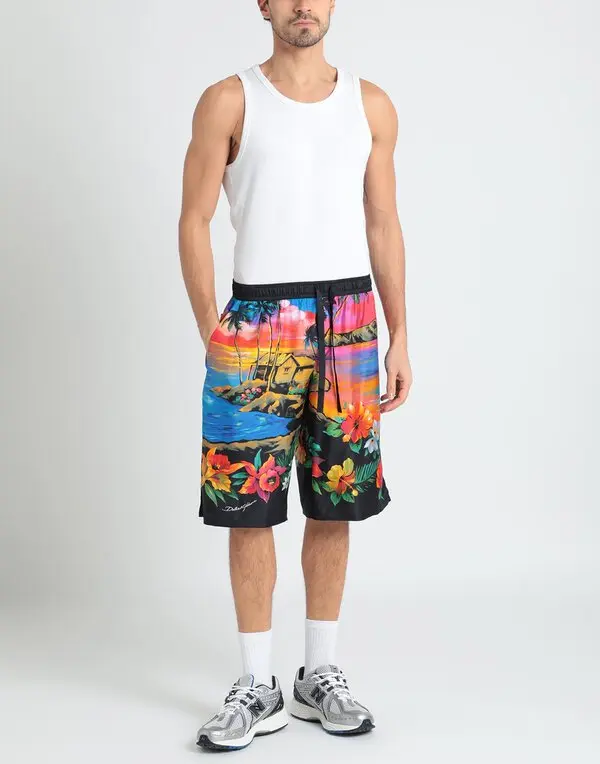 Dolce & Gabbana Multicolor Floral Print Silk Blend Bermuda Shorts