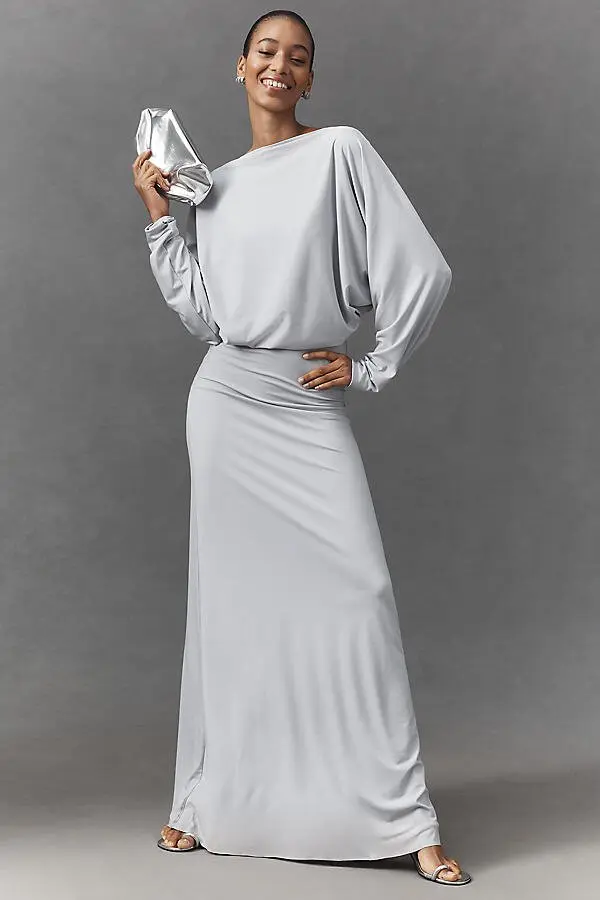 Misha Collection Zephyr Long-Sleeve Jersey Maxi Dress In Grey - 33% Off |  Editorialist