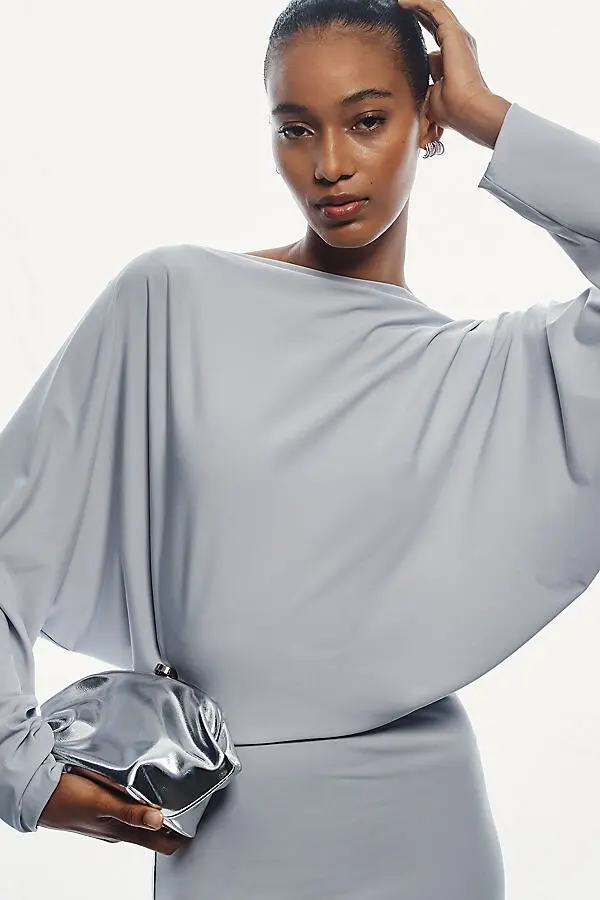Misha Collection Zephyr Long-Sleeve Jersey Maxi Dress In Grey - 33