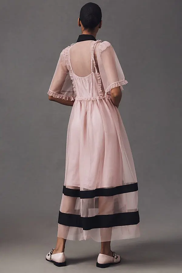 Anthropologie Sheer Maxi Dress In Pink - 63% Off | Editorialist