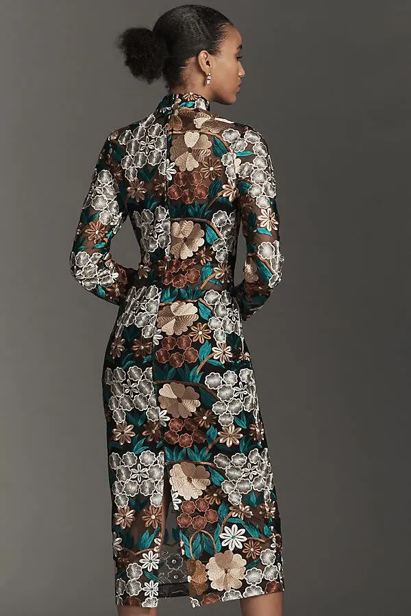Endless Rose Long-Sleeve Embroidered Midi Dress - Green Pattern - 63% Off |  Editorialist