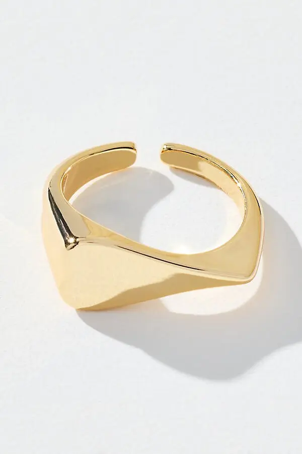 Anthropologie Mod Heart Cocktail Ring - Gold