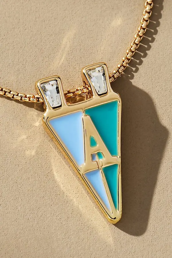 Anthropologie Collegiate Flag Monogram Charm Necklace - A