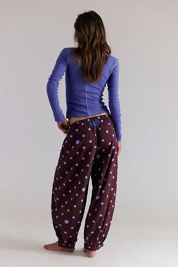 Free People On Repeat Pj Pants - Dots - Chocolate Combo