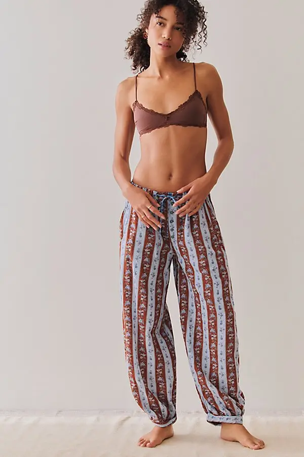 Free People On Repeat Pj Pants - Floral Stripe - Coconut
