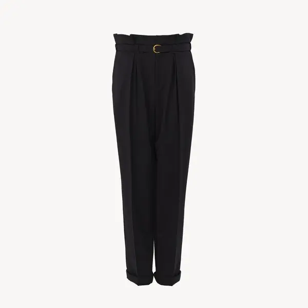 Chloé High-rise Wide-leg Grain De Poudre Wool Trousers
