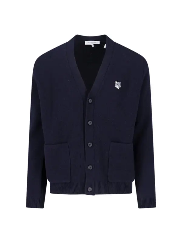 Maison Kitsuné Fox Head Cardigan - Blue