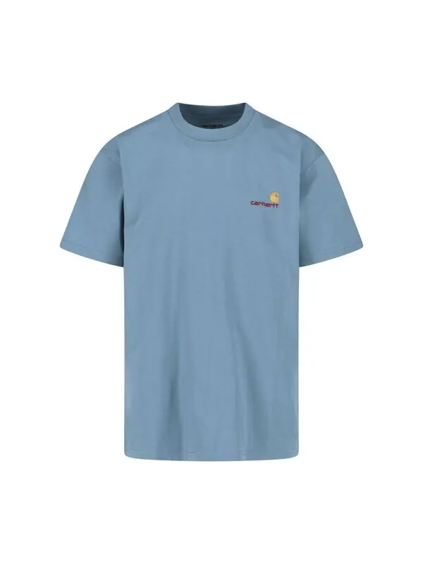 Carhartt Work In Progress American Script' Crew Neck T-shirt - Light Blue