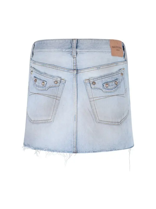 Balenciaga Le City Denim Mini Skirt - Light Blue