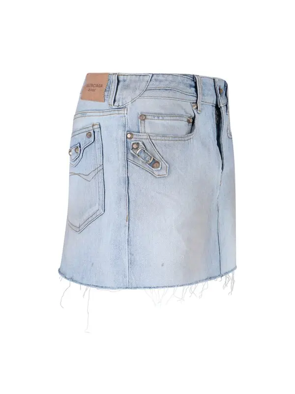 Balenciaga Le City Denim Mini Skirt - Light Blue