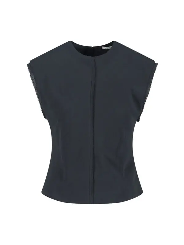 AMI Paris Sleeveless Raw Cut Top - Gray