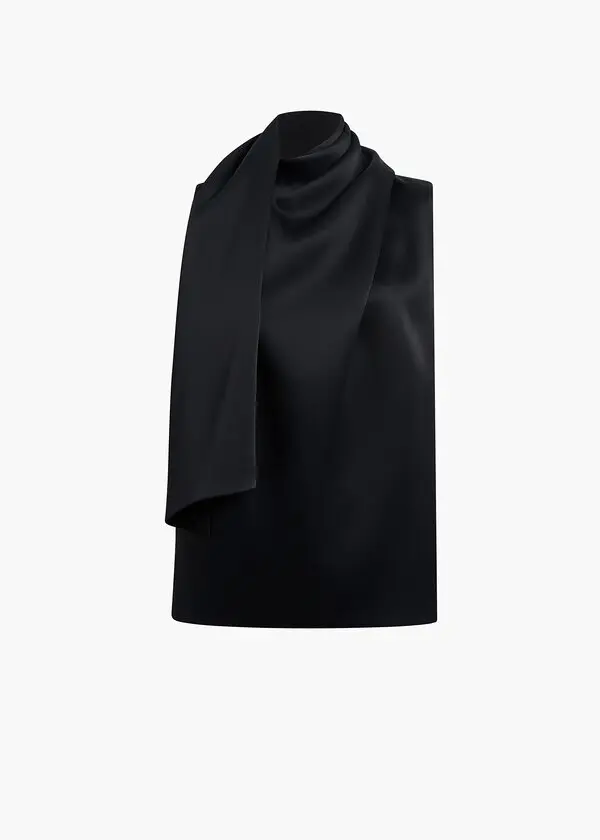 Khaite Satin Top With Draped Collar - Black