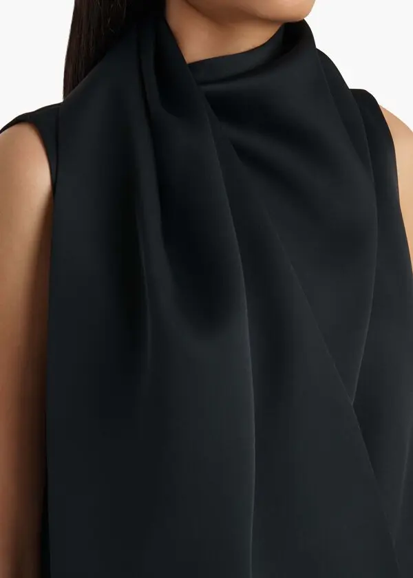 Khaite Satin Top With Draped Collar - Black