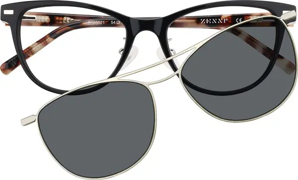 Zenni Cat-eye Full Rim Frame With Snap-on Sunlens - Black