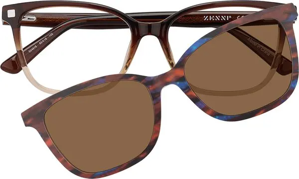Zenni Cat-eye Full Rim Frame With Snap-on Sunlens - Brown