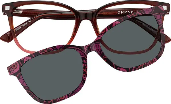 Zenni Cat-eye Full Rim Frame With Snap-on Sunlens - Deep Red