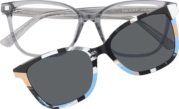 Zenni Cat-eye Full Rim Frame With Snap-on Sunlens - Gray