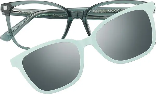 Zenni Cat-eye Full Rim Frame With Snap-on Sunlens - Green