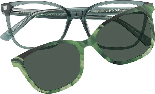 Zenni Cat-eye Full Rim Frame With Snap-on Sunlens - Moss Green
