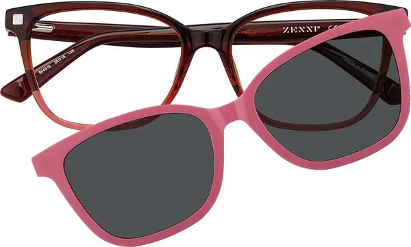 Zenni Cat-eye Full Rim Frame With Snap-on Sunlens - Red