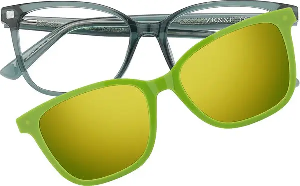 Zenni Cat-eye Full Rim Frame With Snap-on Sunlens - Translucent Green