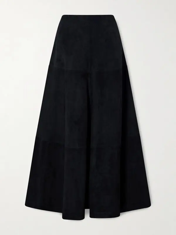 Altuzarra Varda Paneled Suede Midi Skirt - Blue
