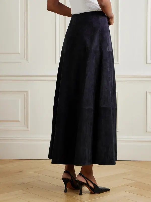 Altuzarra Varda Paneled Suede Midi Skirt - Blue