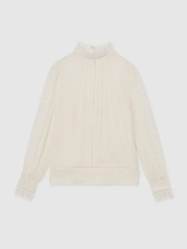 REISS Ori Lace-trim Blouse