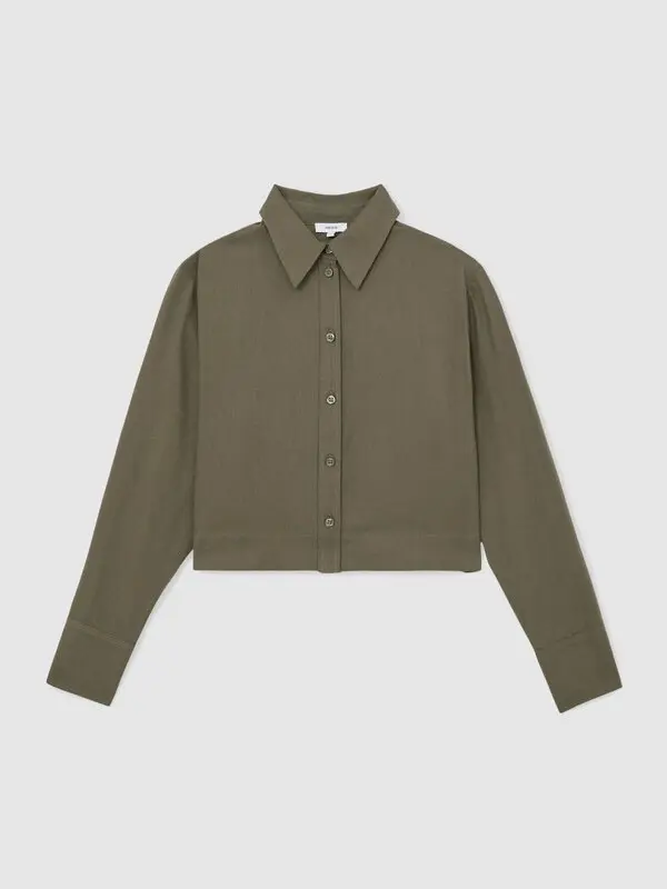 REISS Caylan Cotton And Wool Cropped Shirt