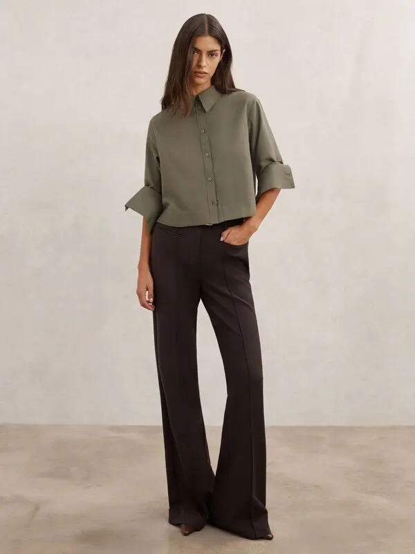 REISS Caylan Cotton And Wool Cropped Shirt