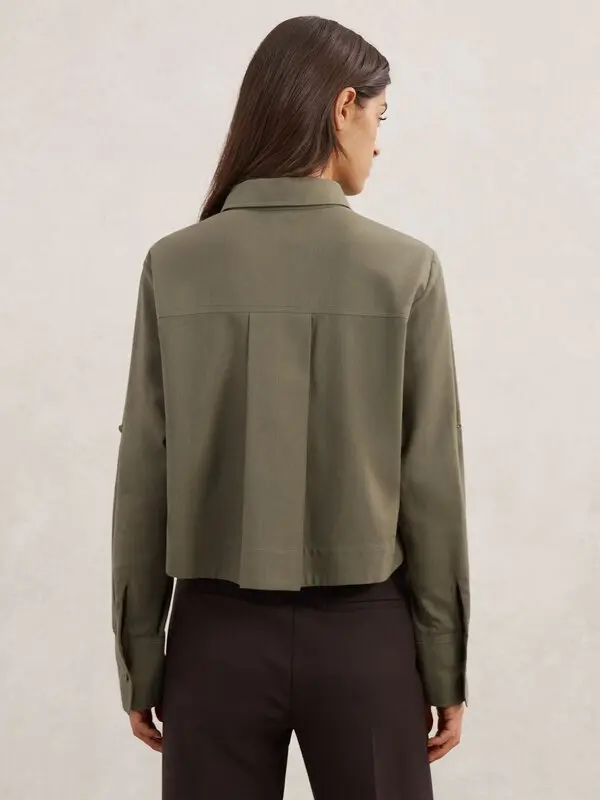 REISS Caylan Cotton And Wool Cropped Shirt