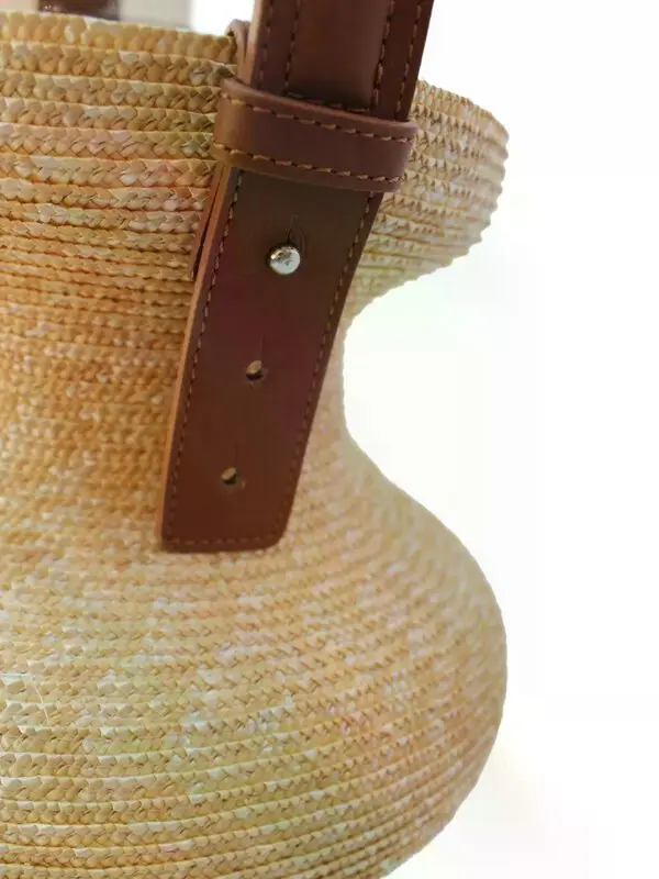 FILIPPO CATARZI Raffia Leather Detail Vase