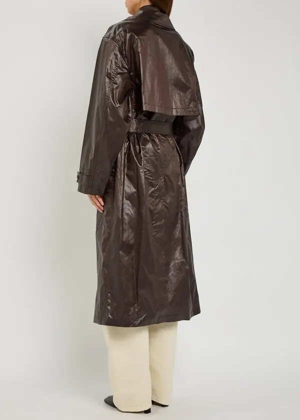 LEMAIRE Belted Coated Cotton-blend Trench Coat - Dark Red