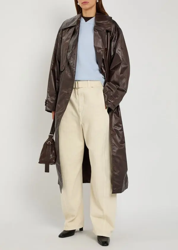LEMAIRE Belted Coated Cotton-blend Trench Coat - Dark Red