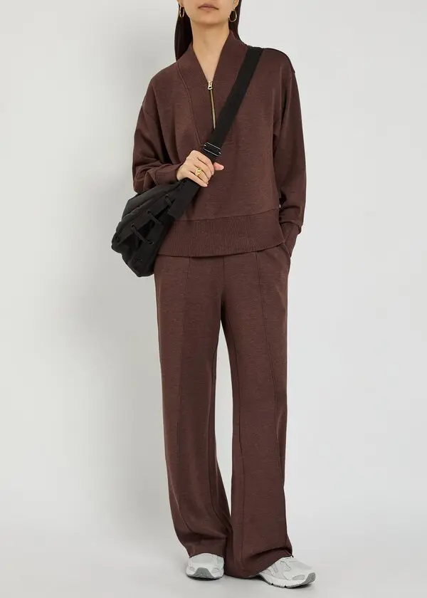Varley Wide Leg Pintuck Jersey Sweatpants - Brown