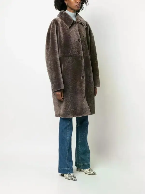 LISKA Leather Reversible Single-breasted Coat