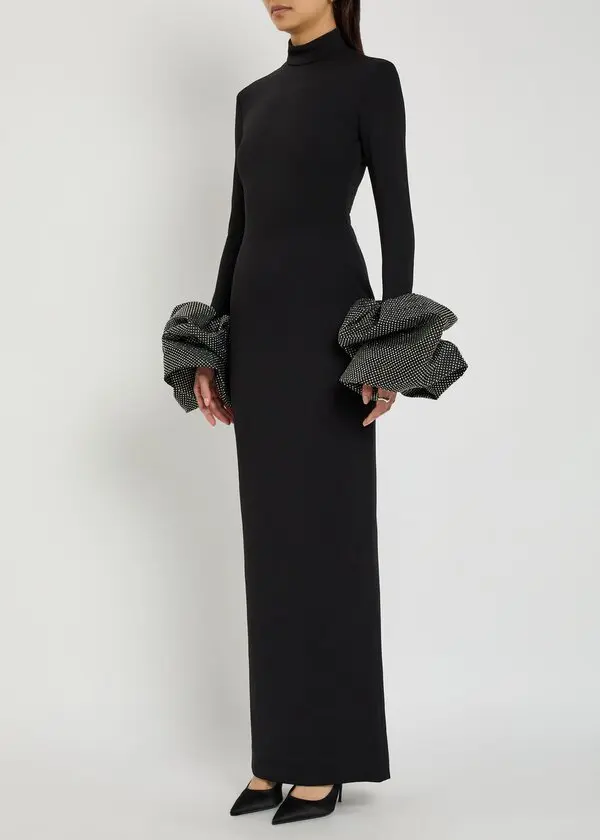 Solace London Viviana Crystal-Embellished Maxi Dress - Black | Editorialist