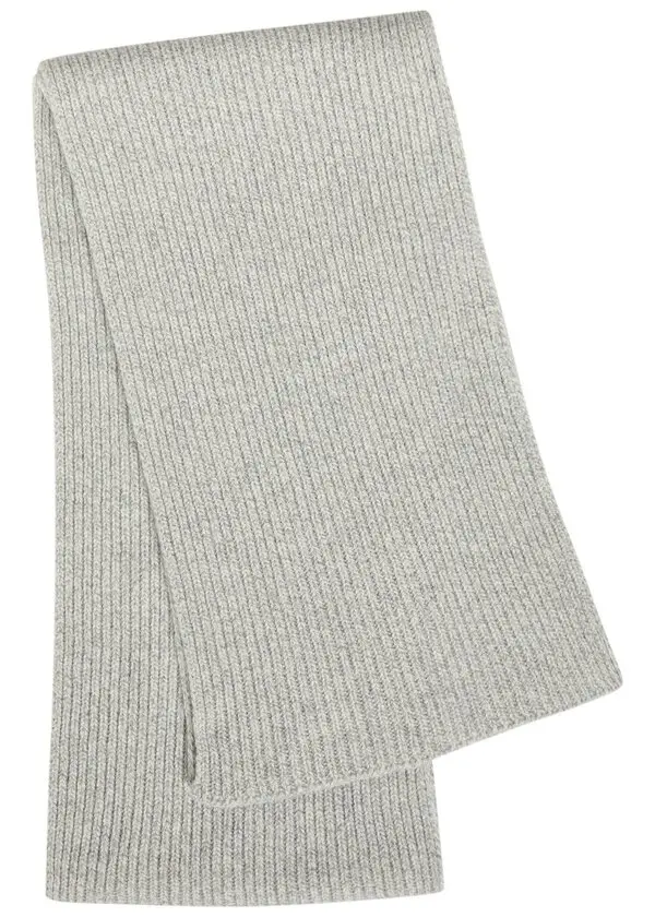 John Smedley Stark Melange Cashmere And Wool-blend Scarf - Light Grey